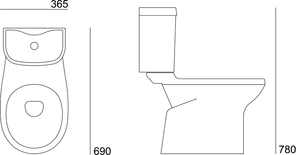 Oceanus Close Coupled Toilet Vertical - Valadares